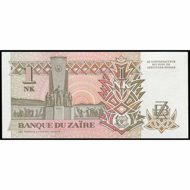 Zaire – P47a – 1 Nouveau Likuta – Numisnova